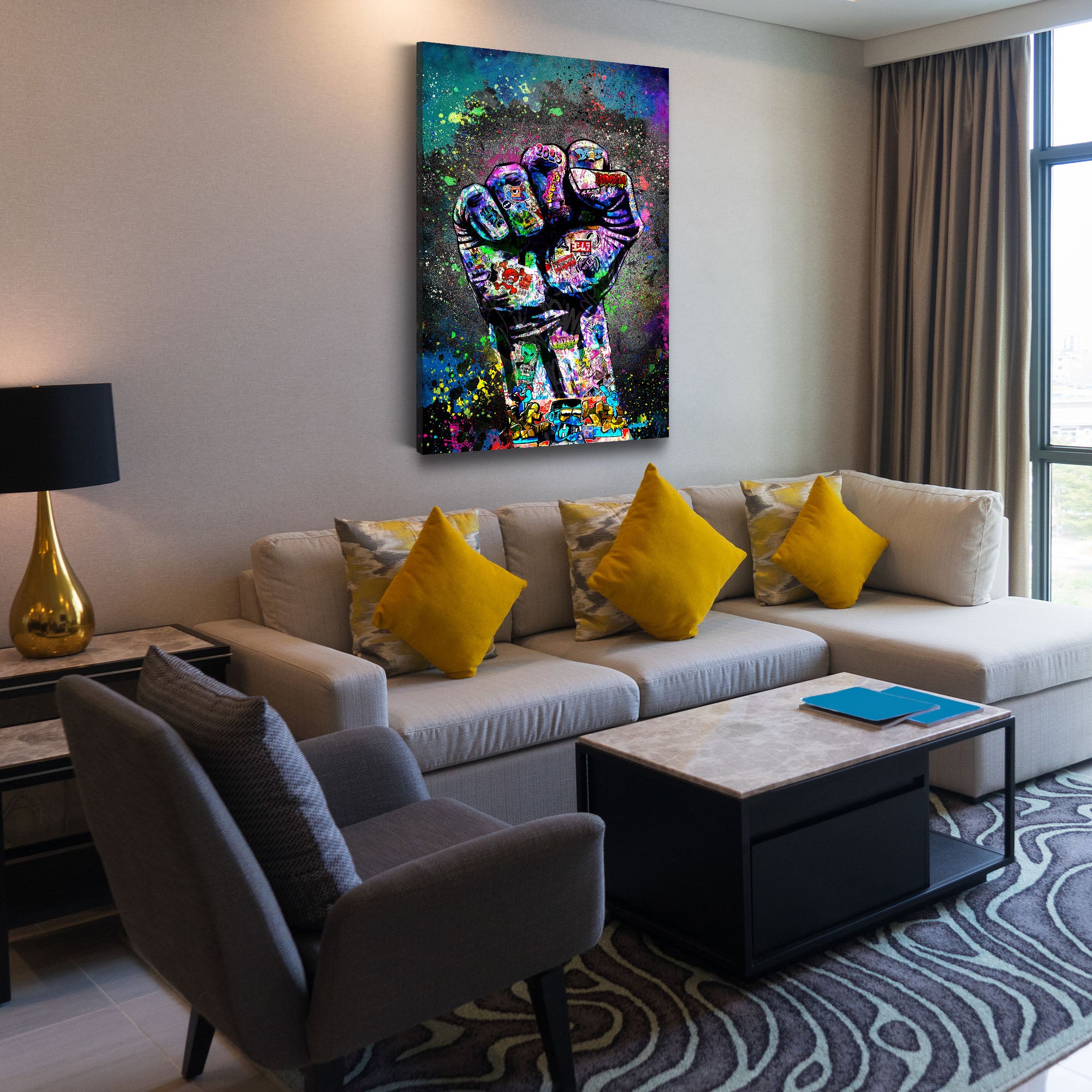 Wandbild Faust Graffiti Street Art [Versand kostenlos] – Kunstwelten24