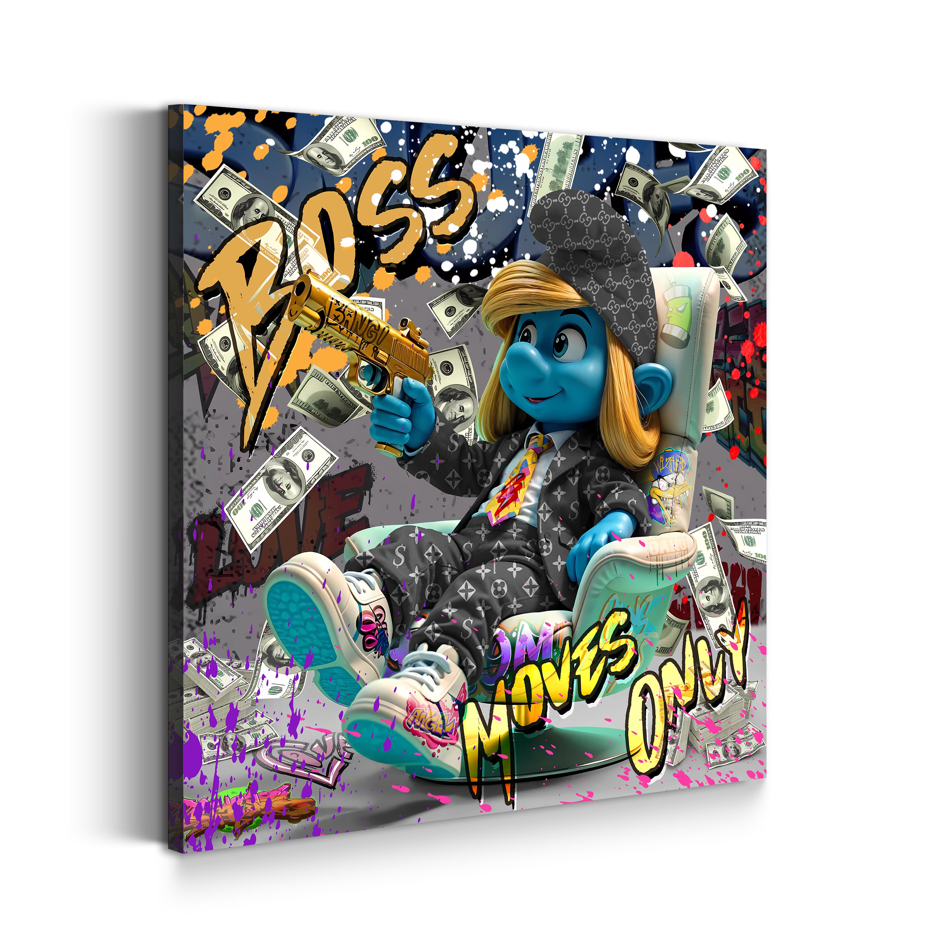 Pop Art blaue Comicfigur Wandbild [Versand kostenlos] – Kunstwelten24